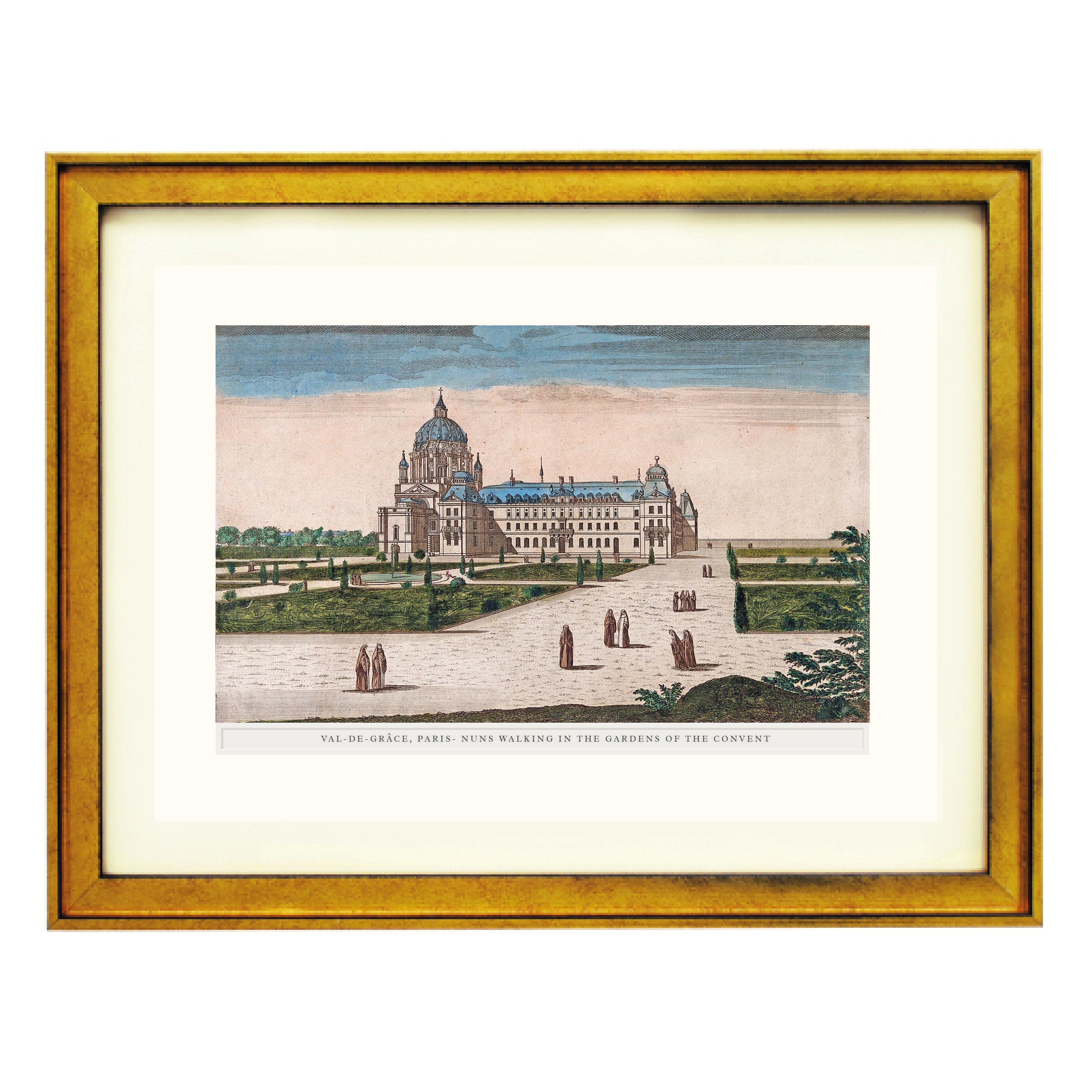 Val-de-Grâce, Paris- nuns walking in the gardens of the convent Art P ...